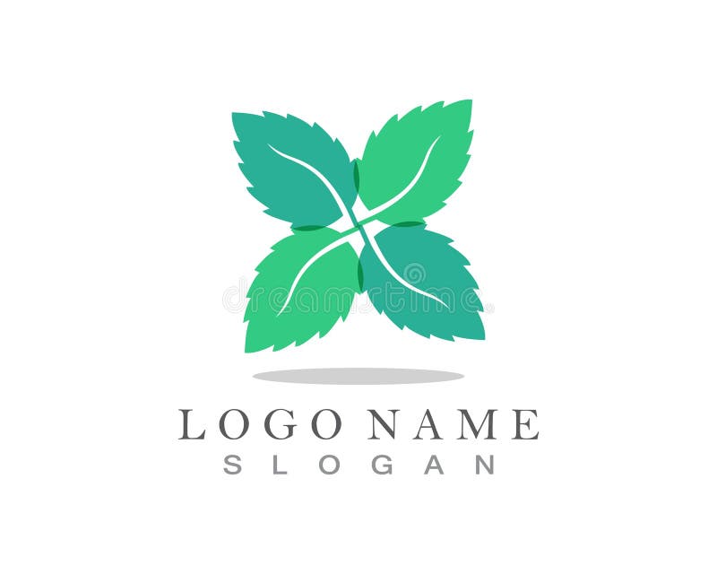 Mint Leaf Logo and Symbol Vector. Stock Vector - Illustration of flat ...