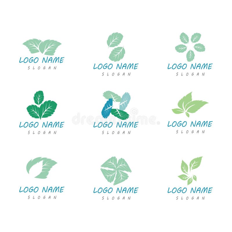 Mint Leaves Flat Vector Color Icon Template Illustration Design Stock ...