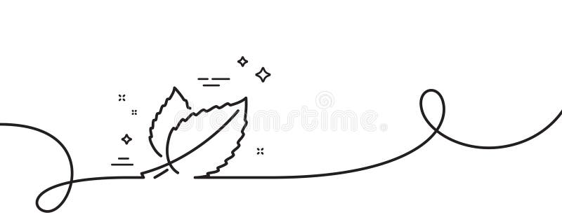 Mint Leaves Line Icon. Herbal Leaf. Continuous Line with Curl. Vector ...