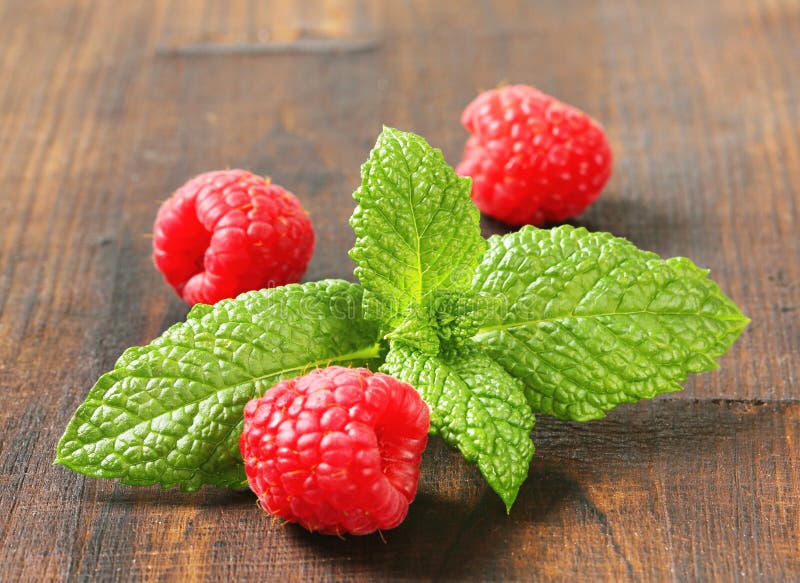 Mint Leaves and Raspberries Stock Photo - Image of green, fresh: 38837238