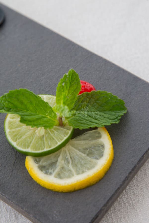 Mint and Lemon Slices Garnish Stock Image - Image of detail, jelly ...