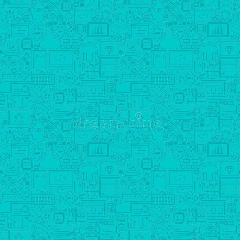 Mint Line Programming Seamless Pattern Stock Vector Illustration Of Front Code 82682596