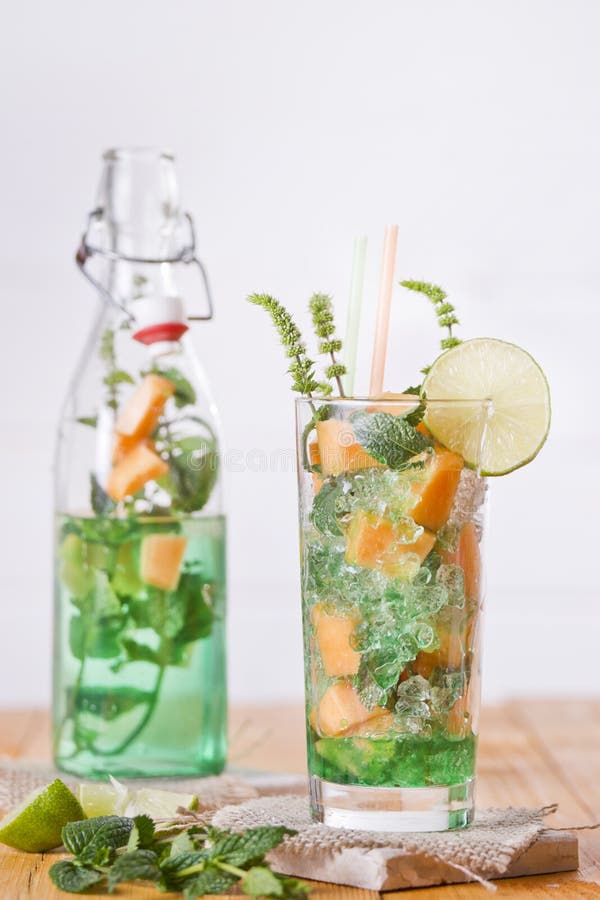 Mint and melon appetizer stock photo. Image of mint, quenching - 42448690