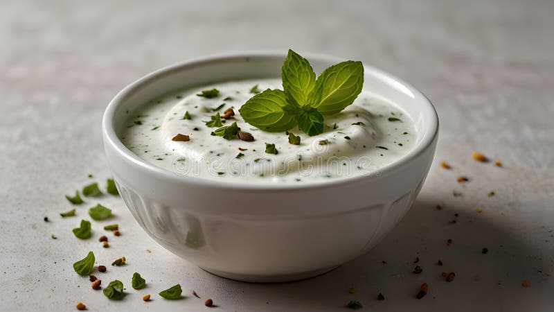 Mint Raita Served in a Decorative Bowl on a Clean White Background ...
