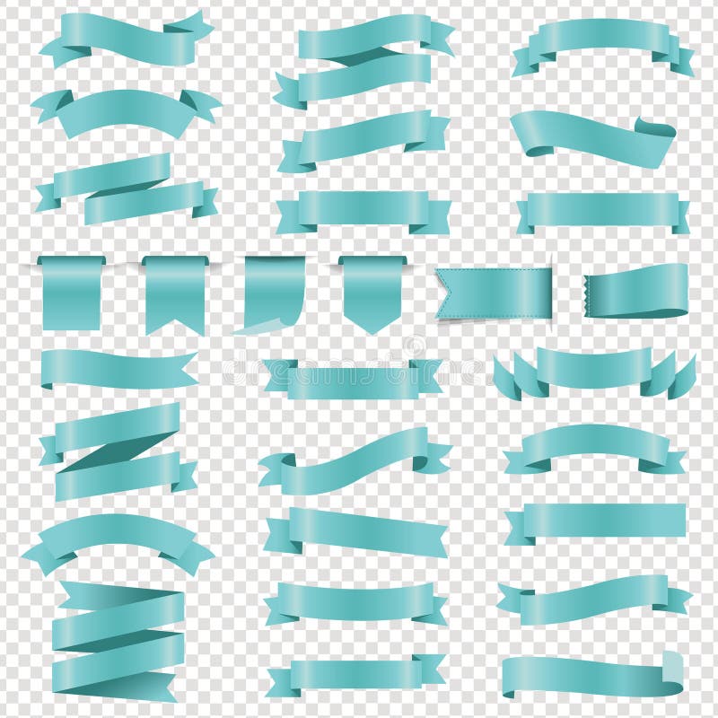 Mint Retro Ribbons Set Transparent Background Stock Vector ...