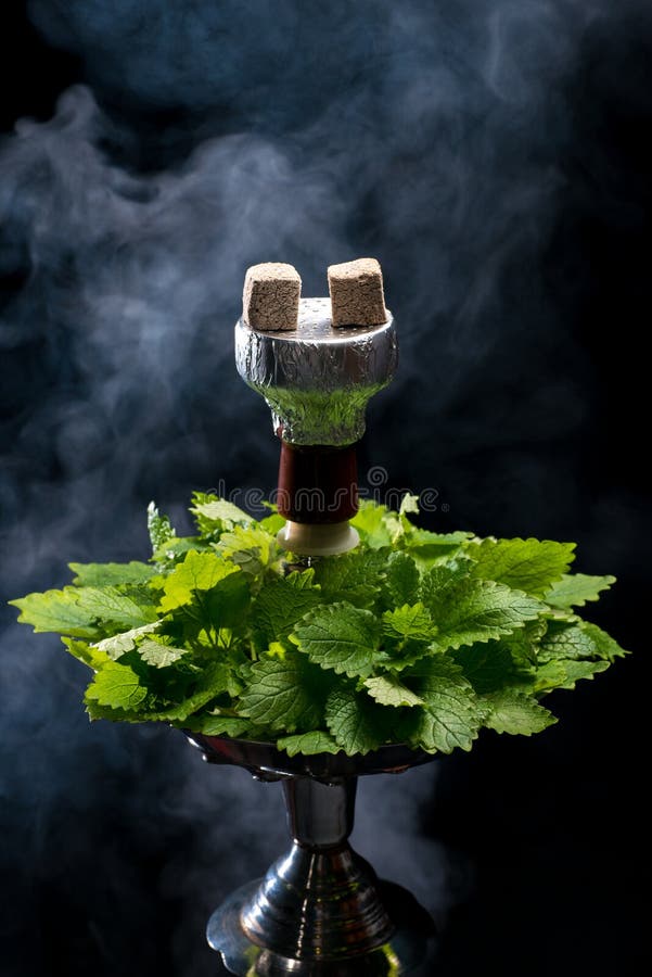 Mint smoking hookah stock image. Image of smoke, hookahcoal - 96432481