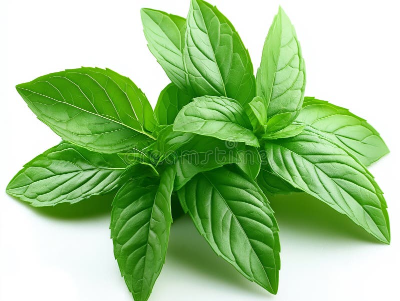 Mint sprig on a white stock photo. Image of leaves, fresh - 341025618