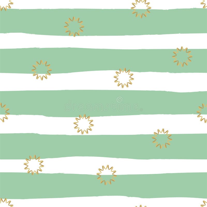 The Mint Striped Seamless Pattern with Gold Elements. Vector. Stock ...