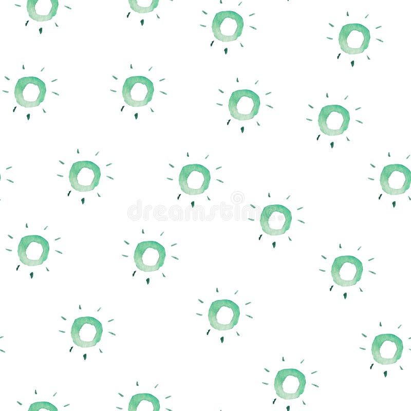 Mint Sun Watercolor Seamless Pattern Stock Illustration - Illustration ...