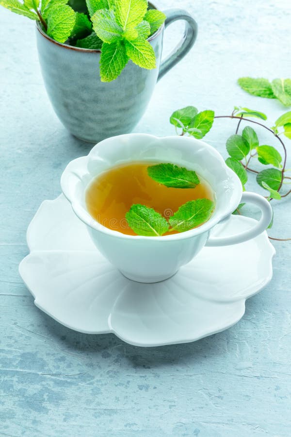 Mint Tea. a Cup of Peppermint Tea with Fresh Mint Leaves Stock Photo ...