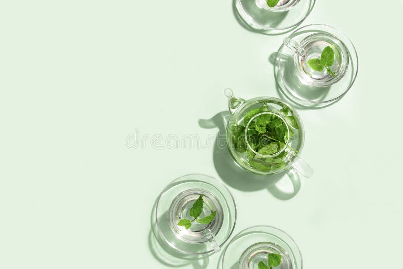 Mint Tea Minimal Concept, Copy Space for a Text Stock Image - Image of ...