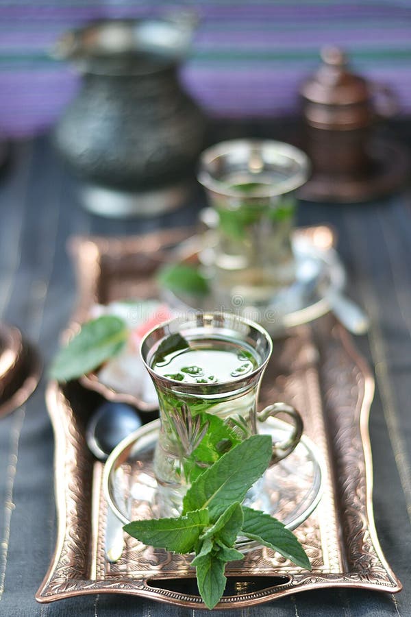 Mint tea. stock image. Image of healthy, brass, east - 31012361