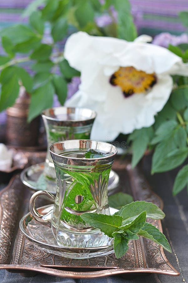 Mint tea. stock image. Image of islam, metal, middle - 31012449