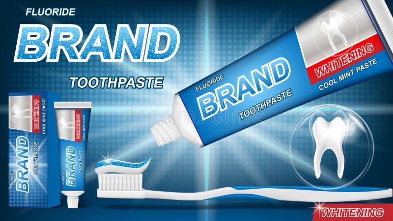 Whitening Toothpaste Ads, Mint Leaves Background. Tooth Model and ...