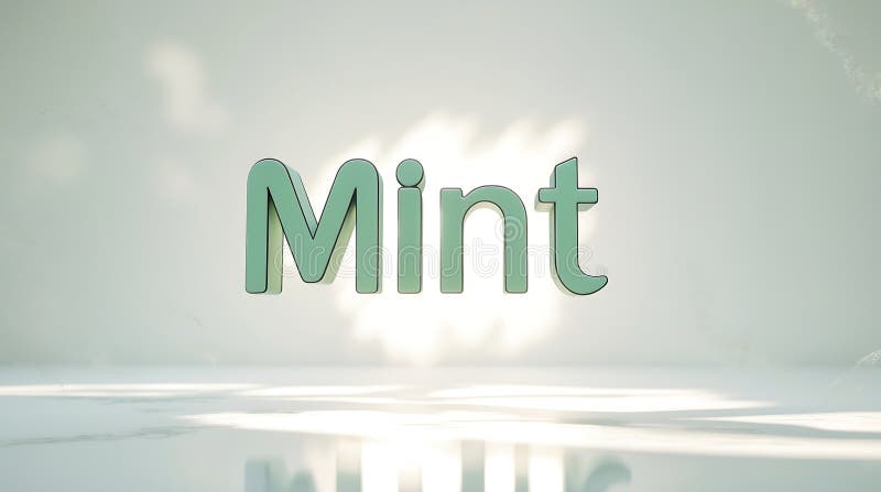 Mint Typography Design Illuminated by Soft Light on a Light Background ...