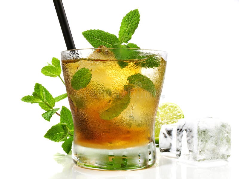 Mint Whisky Cocktail Isolated on White Background Stock Photo - Image ...