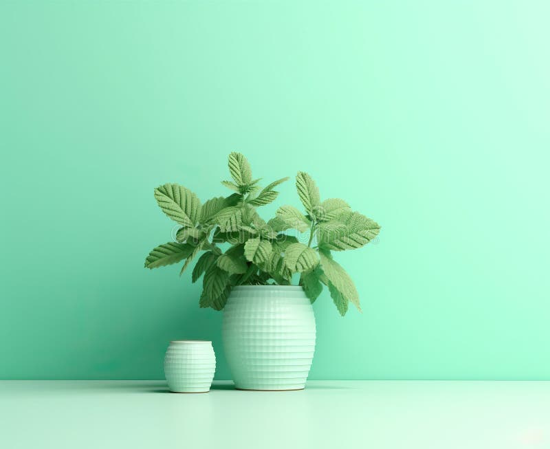 Minty Freshness, Mint Leaves on Mint Background. Stock Image - Image of ...