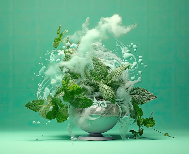Minty Freshness, Mint Leaves on Mint Background. Stock Illustration ...