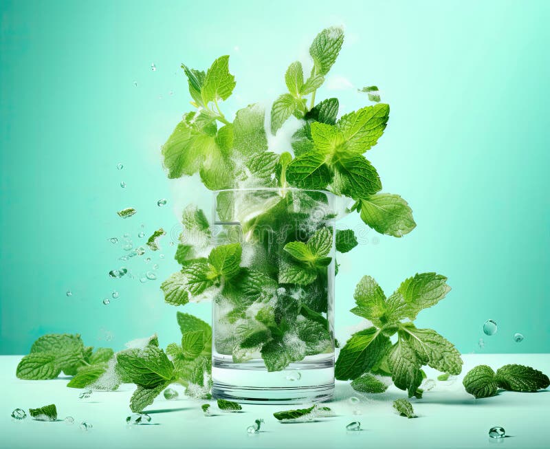 Minty Freshness, Mint Leaves on Mint Background. Stock Illustration ...