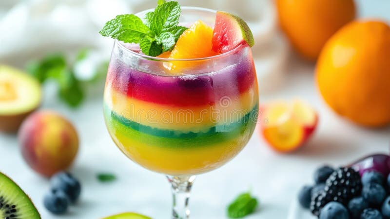 Minty fruit layer drink stock image. Image of leisure - 375372085