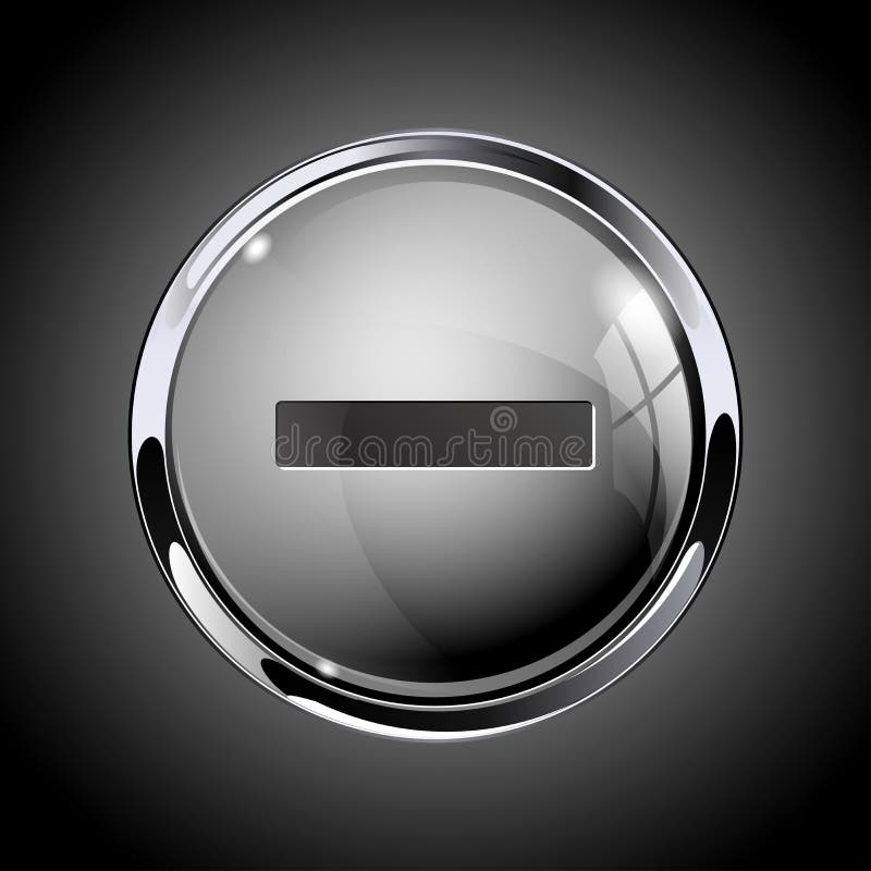 Minus Button. Black Glass 3d Icon With Metal Frame Stock Vector ... Minus Button. Black Glass 3d Icon With Metal Frame Stock Vector ...