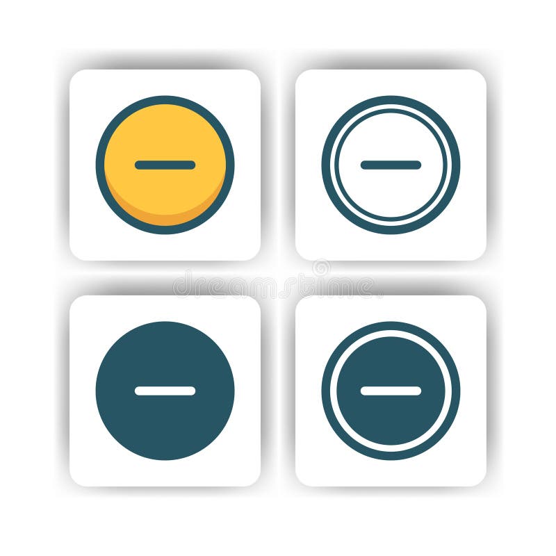 Minus Button Icon for Mobile, Web, and Presentation with Flat Color ...