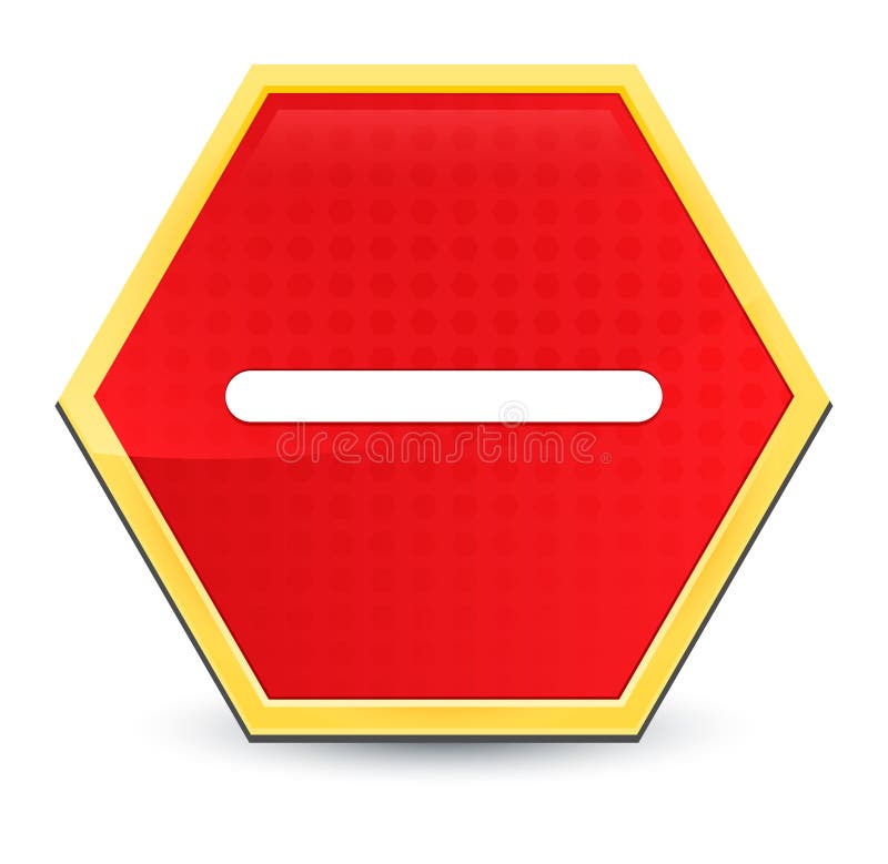 Minus Icon Abstract Red Hexagon Button Bright Yellow Frame Elegant ...