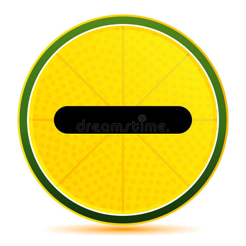 Minus Icon Lemon Lime Yellow Round Button Illustration Stock ...