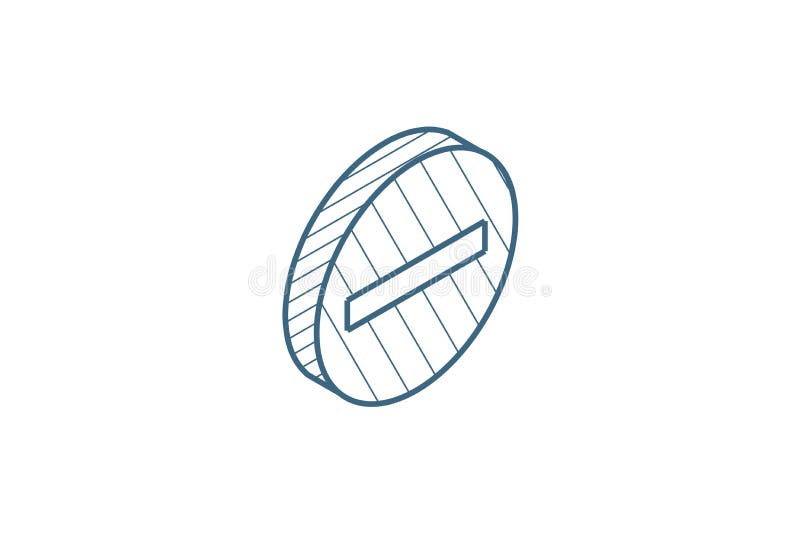 Minus Icon, less Icon, Negative Isometric Icon. 3d Line Art Technical ...