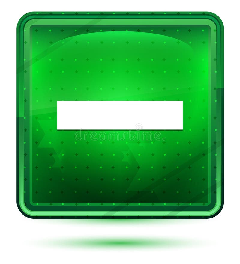 Minus Icon Neon Light Green Square Button Stock Illustration ...