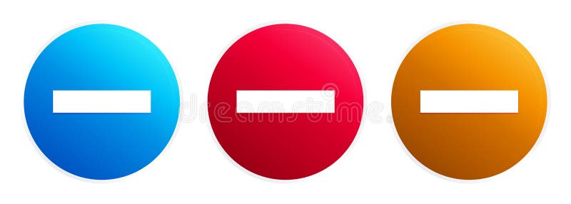 Minus Icon Premium Trendy Round Button Set Stock Vector - Illustration ...
