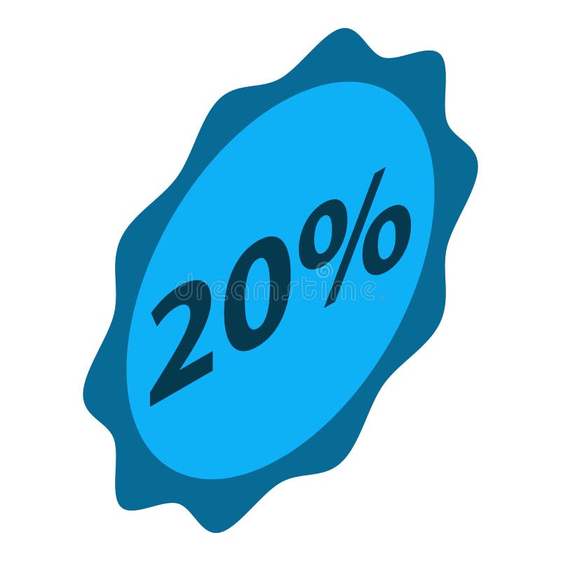 Minus 20 Percent Sale Icon, Isometric Style Stock Vector - Illustration ...