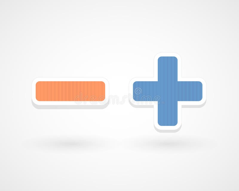 Minus and Plus Icons. Add and Substract Symbols. Vector Illustration ...