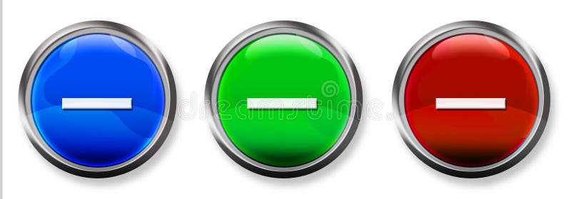 Minus Sign 3-D RGB Button stock illustration. Illustration of blue ...