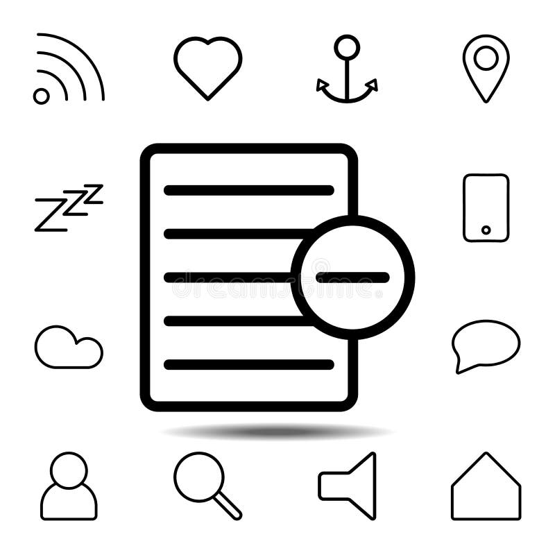 Minus Text File Icon. Simple Thin Line, Outline Vector Element of Minimalistic, Web Icons Set ...