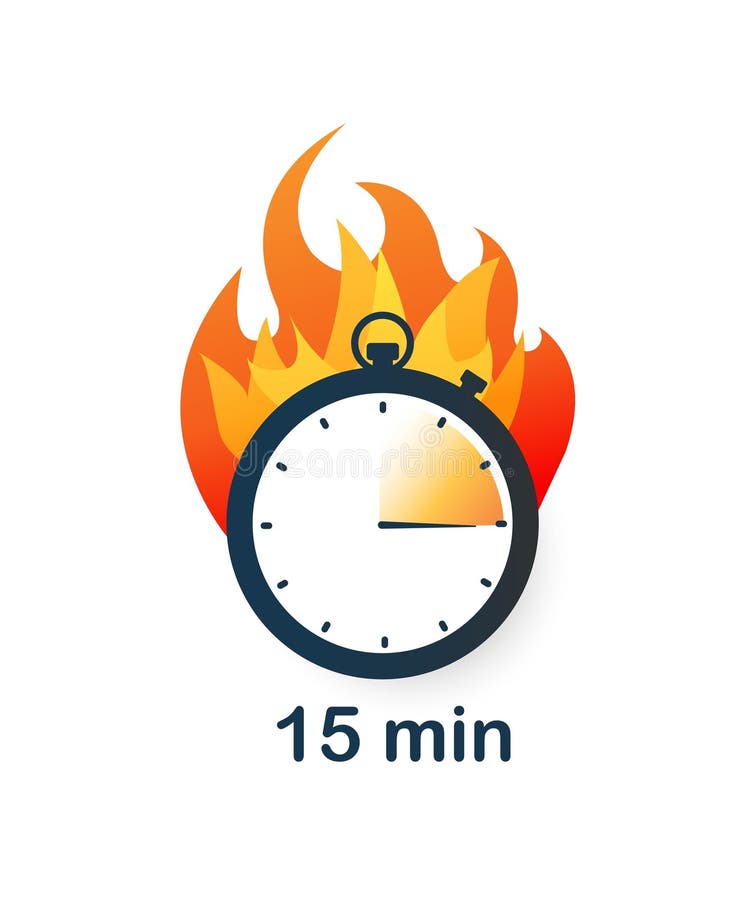 15 Minutes Clock on Fire Icon Stock Illustration - Illustration of ...