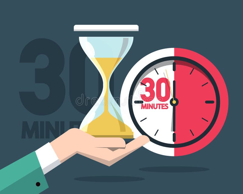 30 Minutes Clock Timer Vector Time Symbol with Hourglass Stock Vector ...