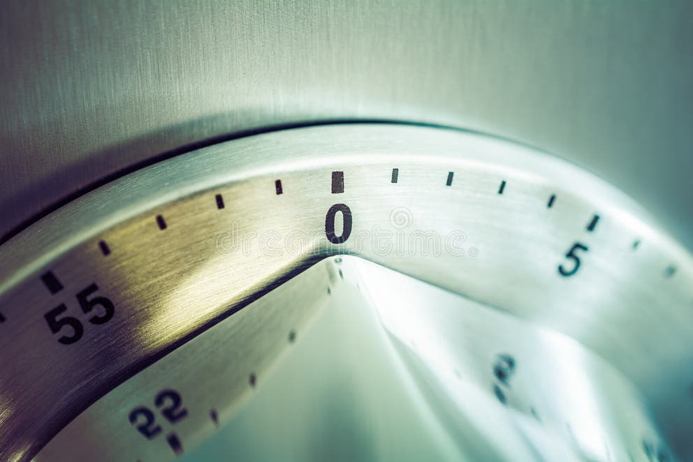 0 Minutes - 1 Hour - Analog Chrome Kitchen Timer Placed on a Fridge ...