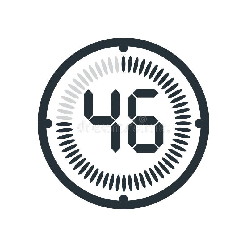 The 46 Minutes Icon Isolated on White Background, Clock and Watch ...