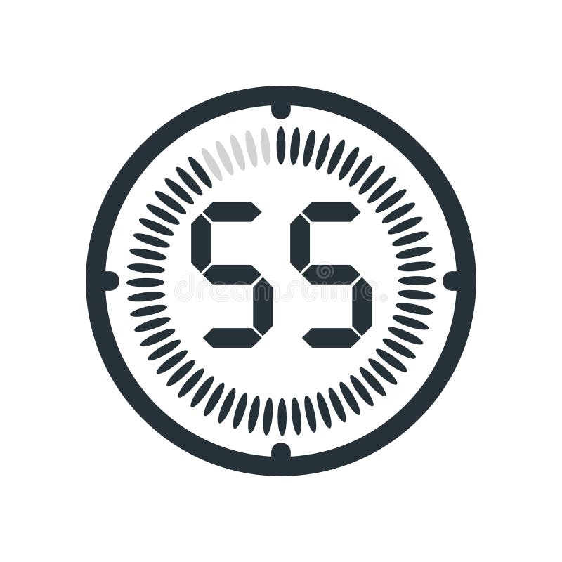 The 55 Minutes Icon Isolated on White Background, Clock and Watch ...