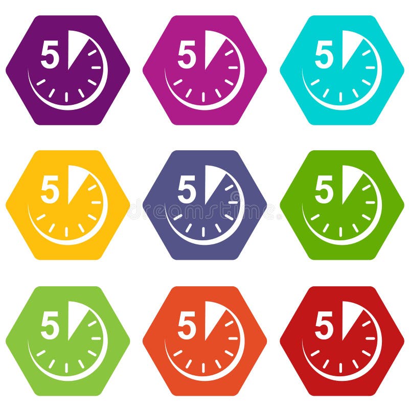 5 Minutes Icons Set 9 Vector Stock Vector - Illustration of chronometer ...