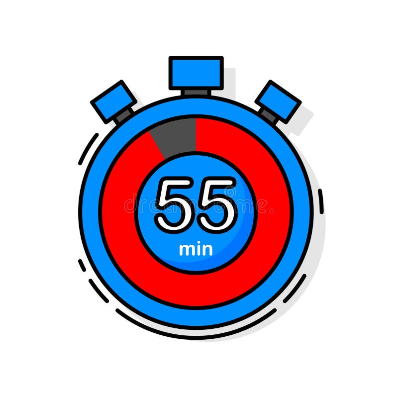 55 Minutes Left. Timer, Clock, Stopwatch Isolated Icon. Note the ...