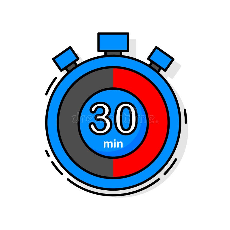 30 Minutes Left. Timer, Clock, Stopwatch Isolated Icon. Note the ...