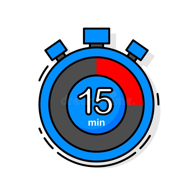 15 Minutes Left. Timer, Clock, Stopwatch Isolated Icon. Note the ...