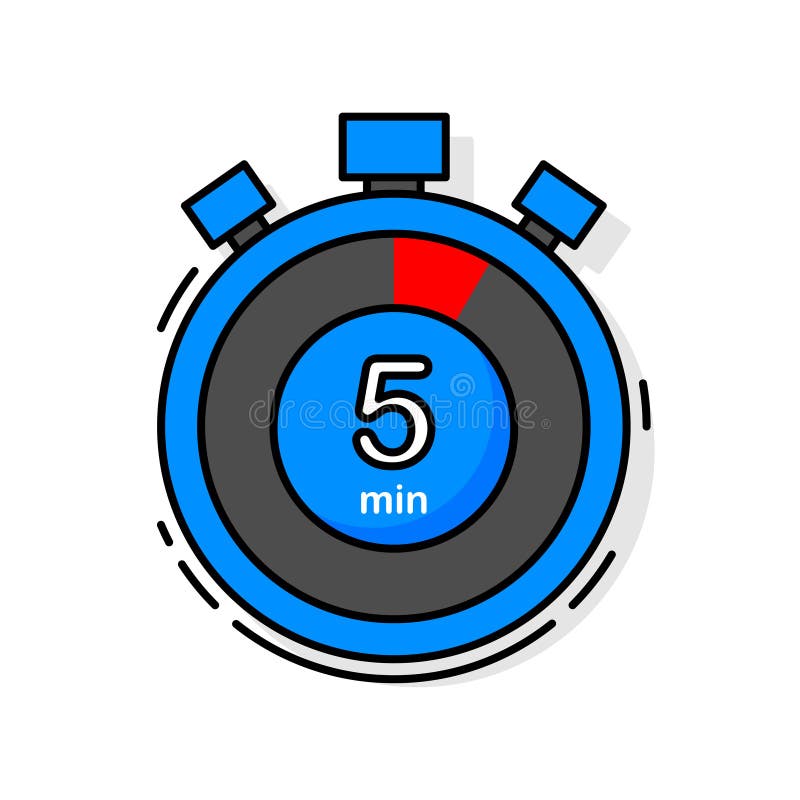 5 Minutes Left. Timer, Clock, Stopwatch Isolated Icon. Note the Cooking ...
