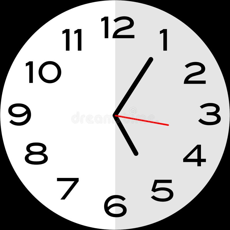 5 Minutes Past 5 O`clock Analog Clock Icon Stock Illustration ...