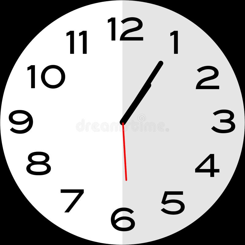 5 Minutes Past 1 O`clock Analog Clock Icon Stock Illustration ...