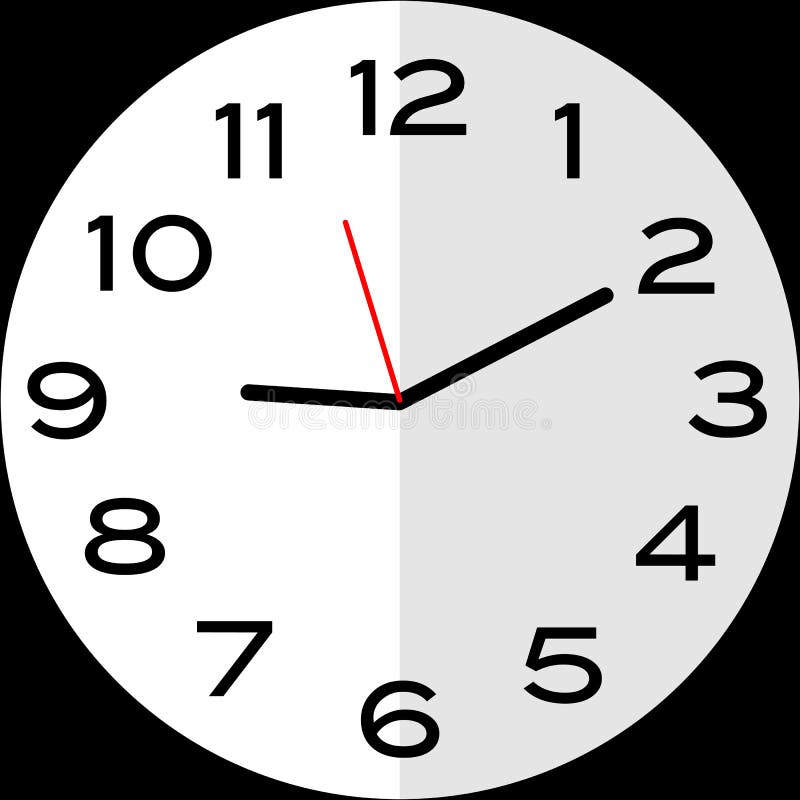 10 Minutes Past 9 O`clock Analog Clock Icon Stock Illustration ...