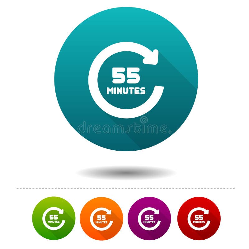 55 Minutes Rotation Icon. Timer Symbol Sign Stock Illustration ...