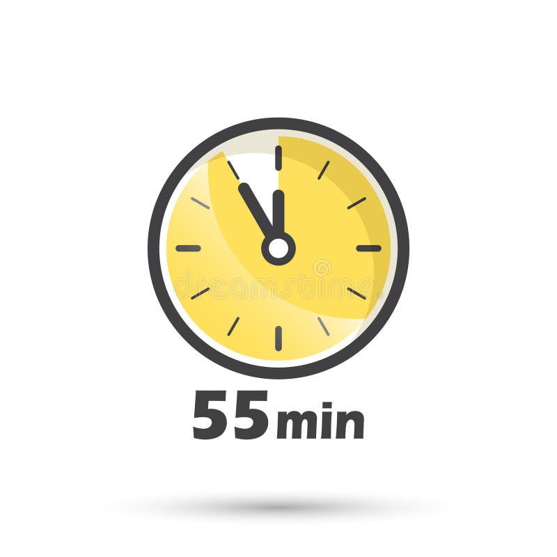 55 Minutes on Stopwatch Icon in Flat Style. Clock Face Timer Vector ...